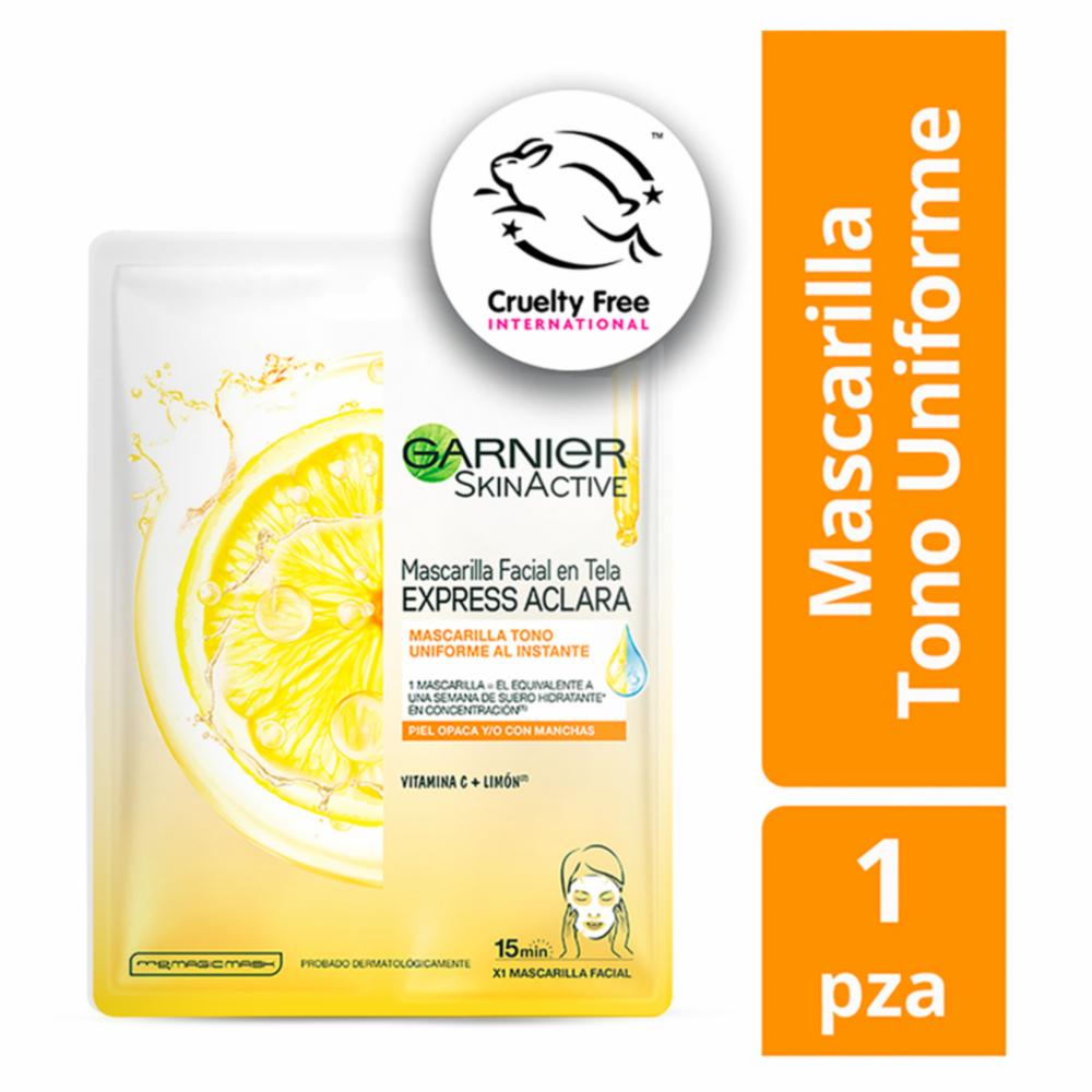 Mascarilla Facial En Tela Tono Uniforme De Vitamina C + Limón GARNIER ...