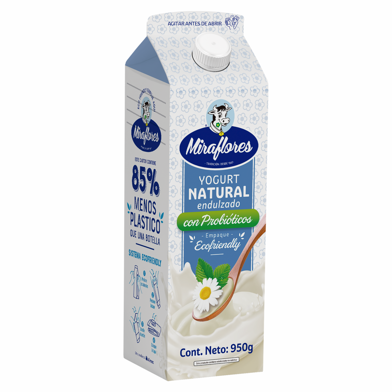Yogurt Natural Endulzado Con Probióticos MIRAFLORES 950 G - Supermaxi