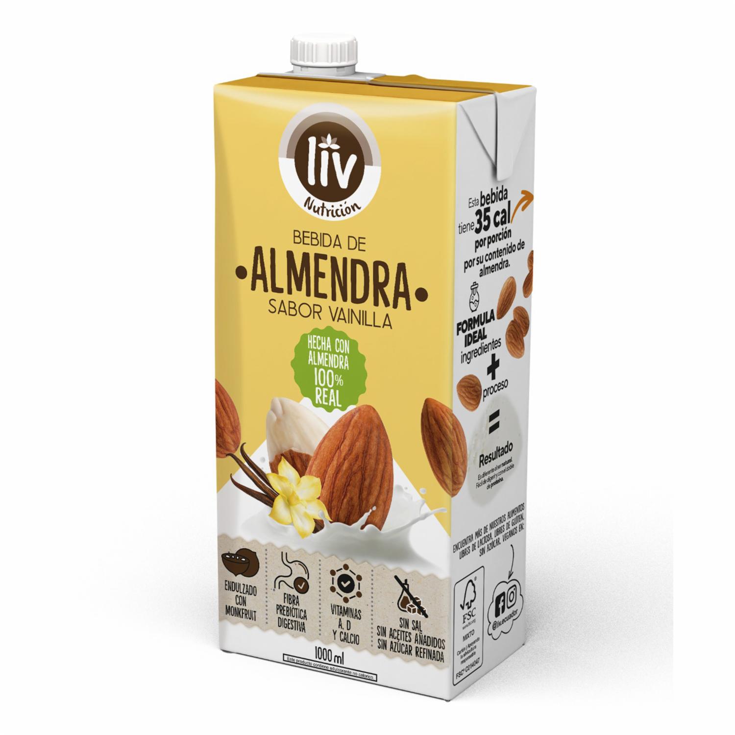 Bebida De Almendra Sabor A Vainilla Endulzada Con Monk Fruit LIV 1000 ...