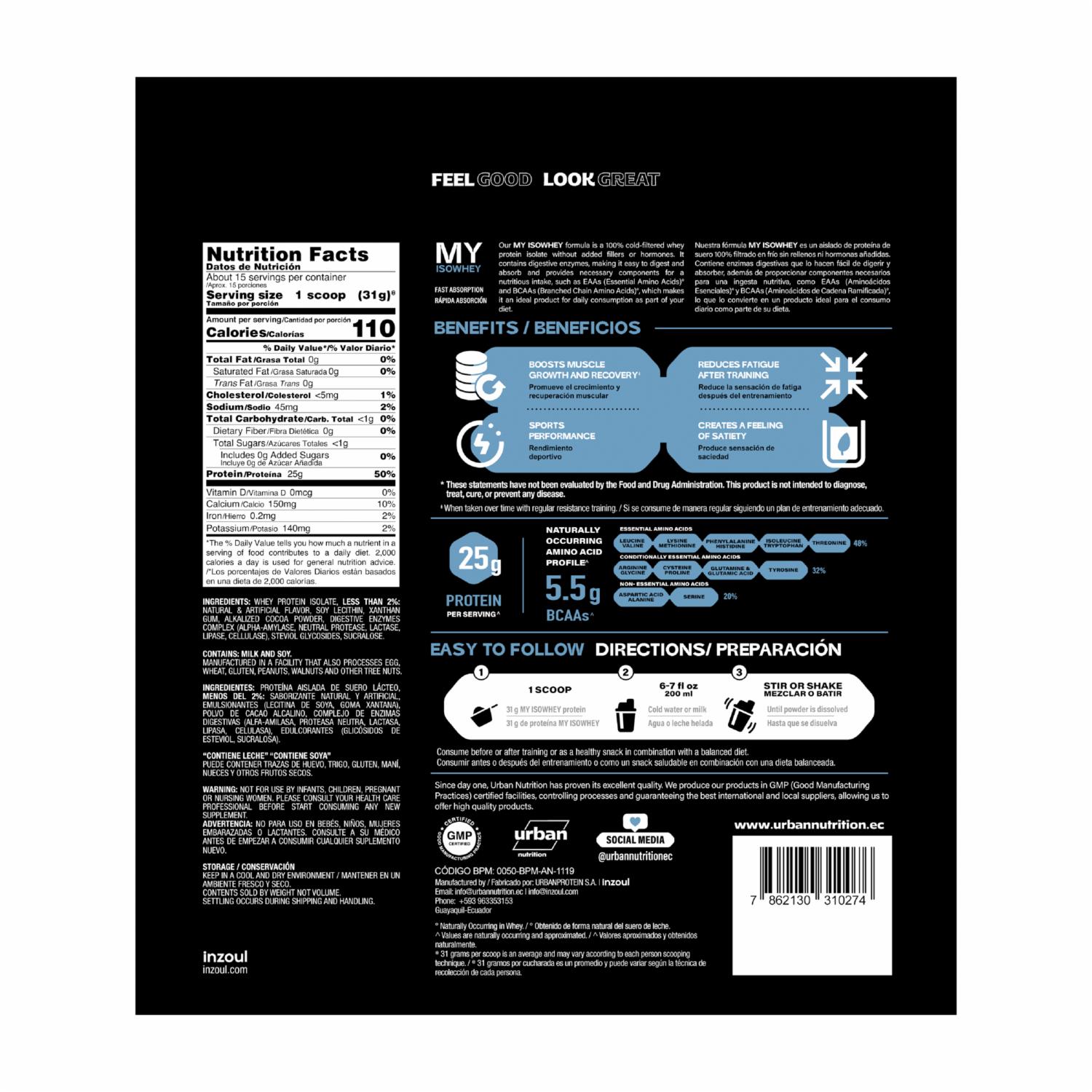 Proteína En Polvo Sabor A Cookies And Cream URBAN NUTRITION 454 G ...