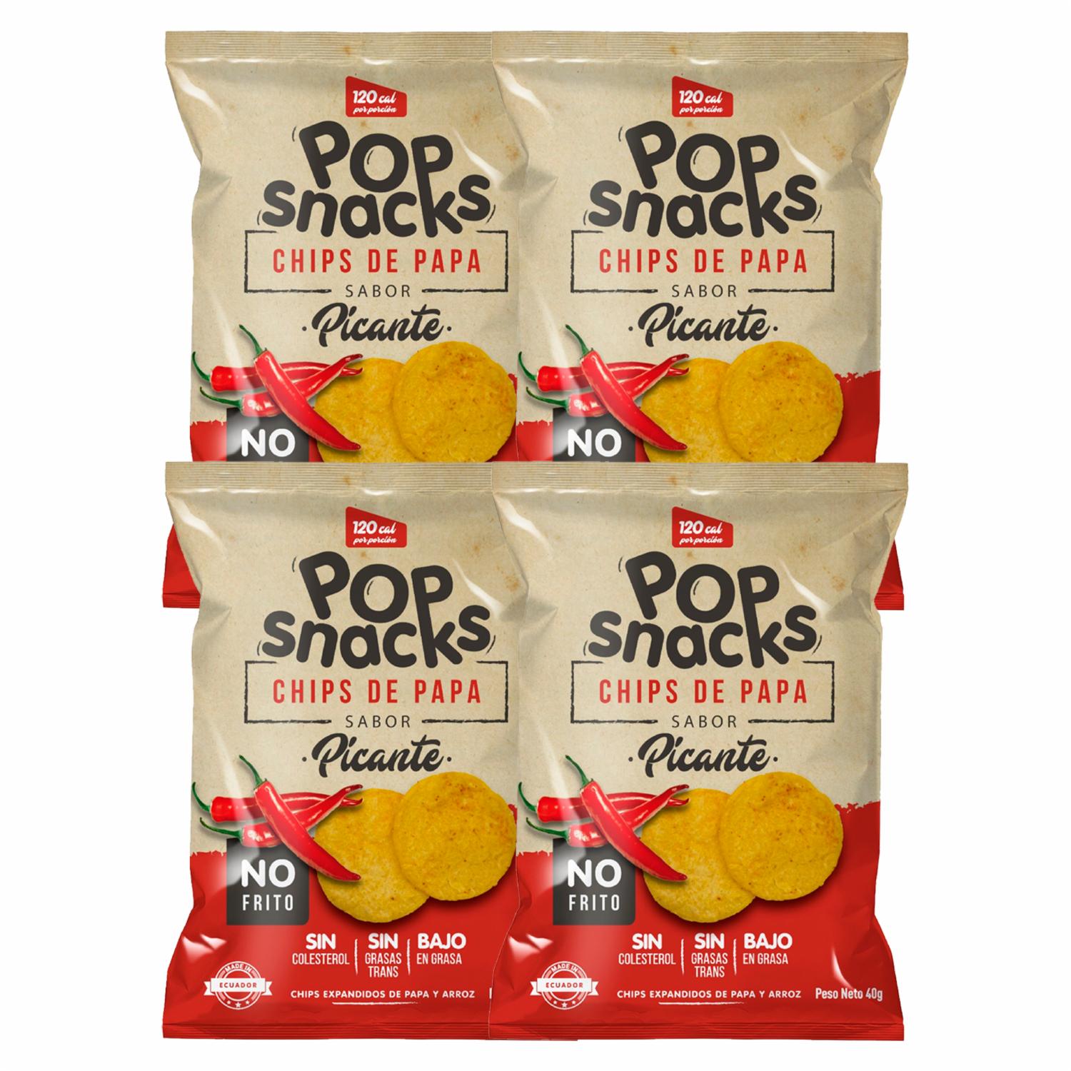 Chips No Fritos Papa Sabor Picante POP SNACKS Pack 4 X 40 G - Supermaxi