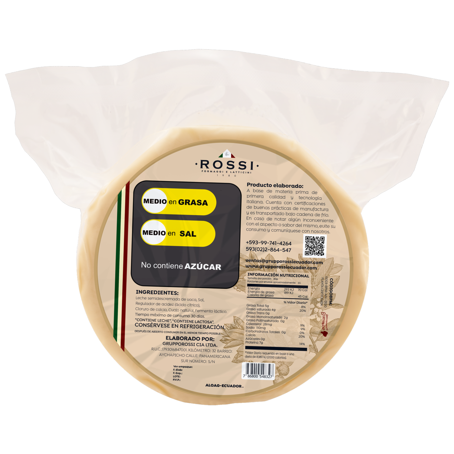 Queso Mozzarella Pizza Cheese ROSSI 1000 G - Supermaxi