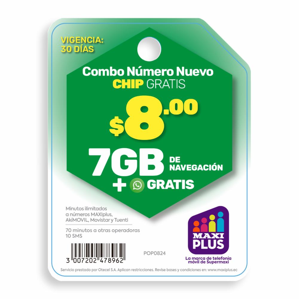 Chip Numerado 30 Días MAXIPLUS Combo - Supermaxi