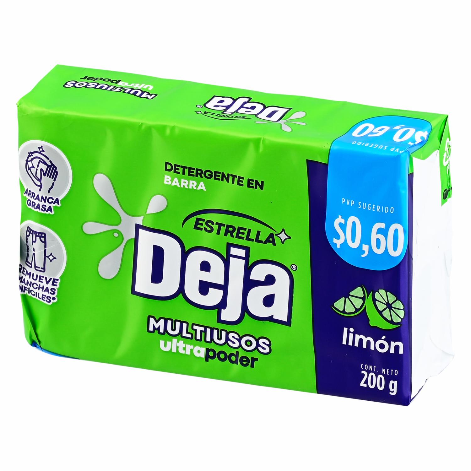 Detergente En Barra Multiusos Utra Poder Fragancia Limón DEJA 200 G ...