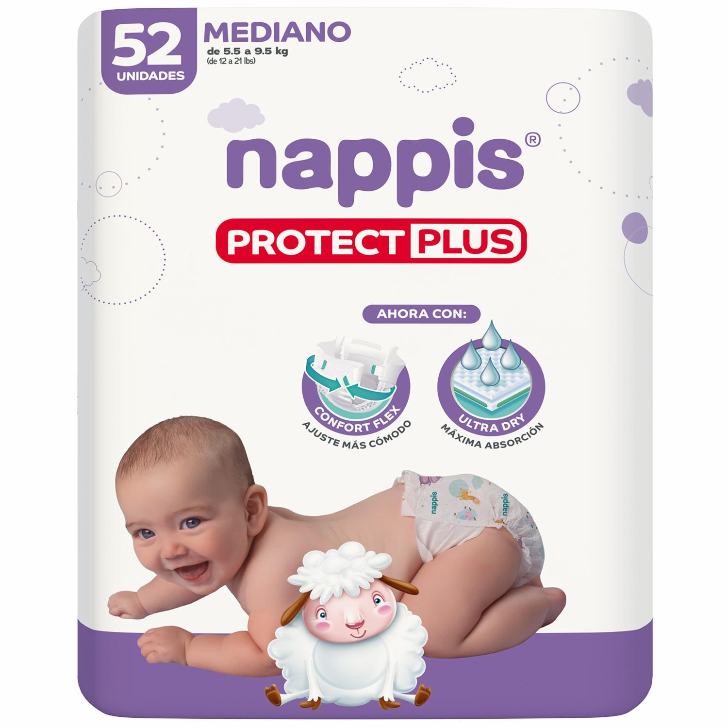 Pañales Desechables Protect Plus Para 5,5 A 9 Kg NAPPIS X 52 Uds ...