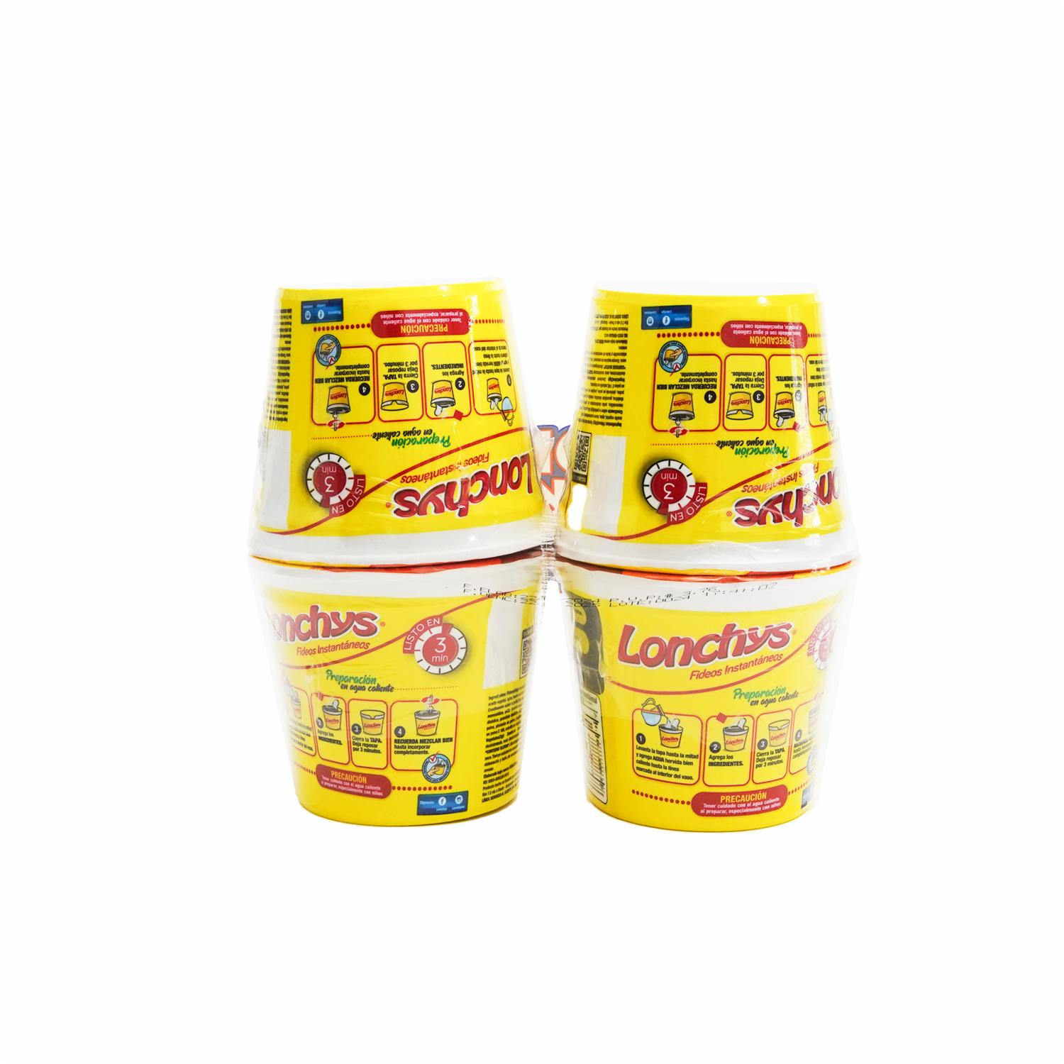 Pack De Fideo Sabor Pollo LONCHYS 4 X 65 Gr - Supermaxi
