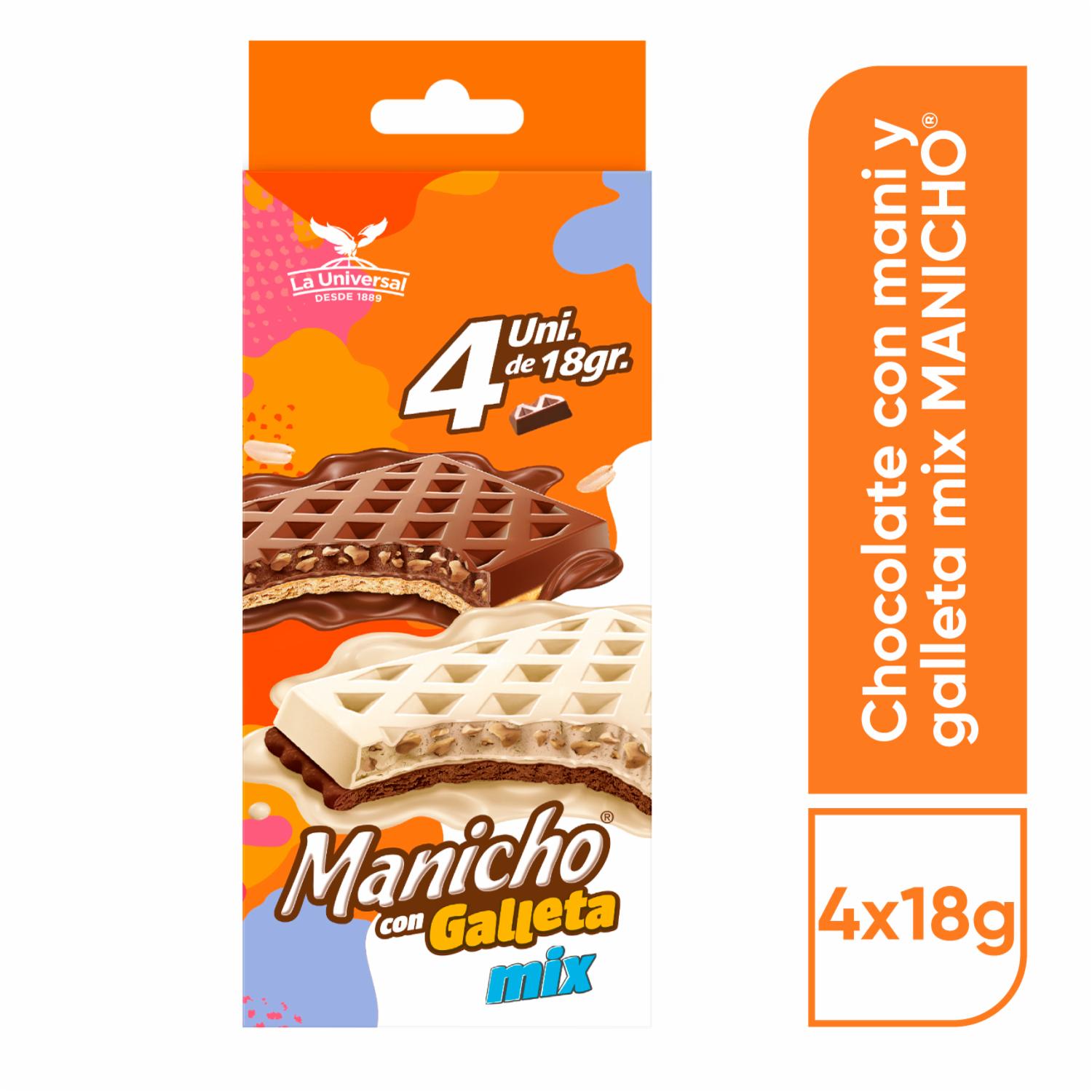 Chocolate Con Maní Y Galleta Mix MANICHO 4X18 G - Supermaxi