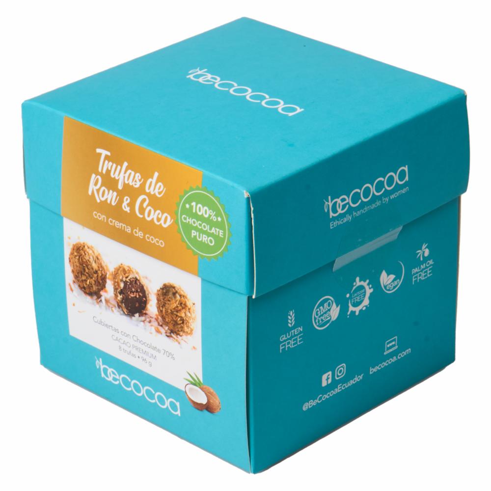 Trufas De Ron Con Crema De Coco BE COCOA 96 G - Supermaxi