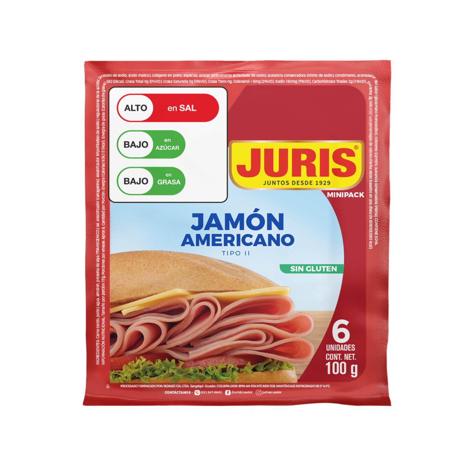 Jamón Americano Tipo II JURIS Mini Pack 100 G - Supermaxi