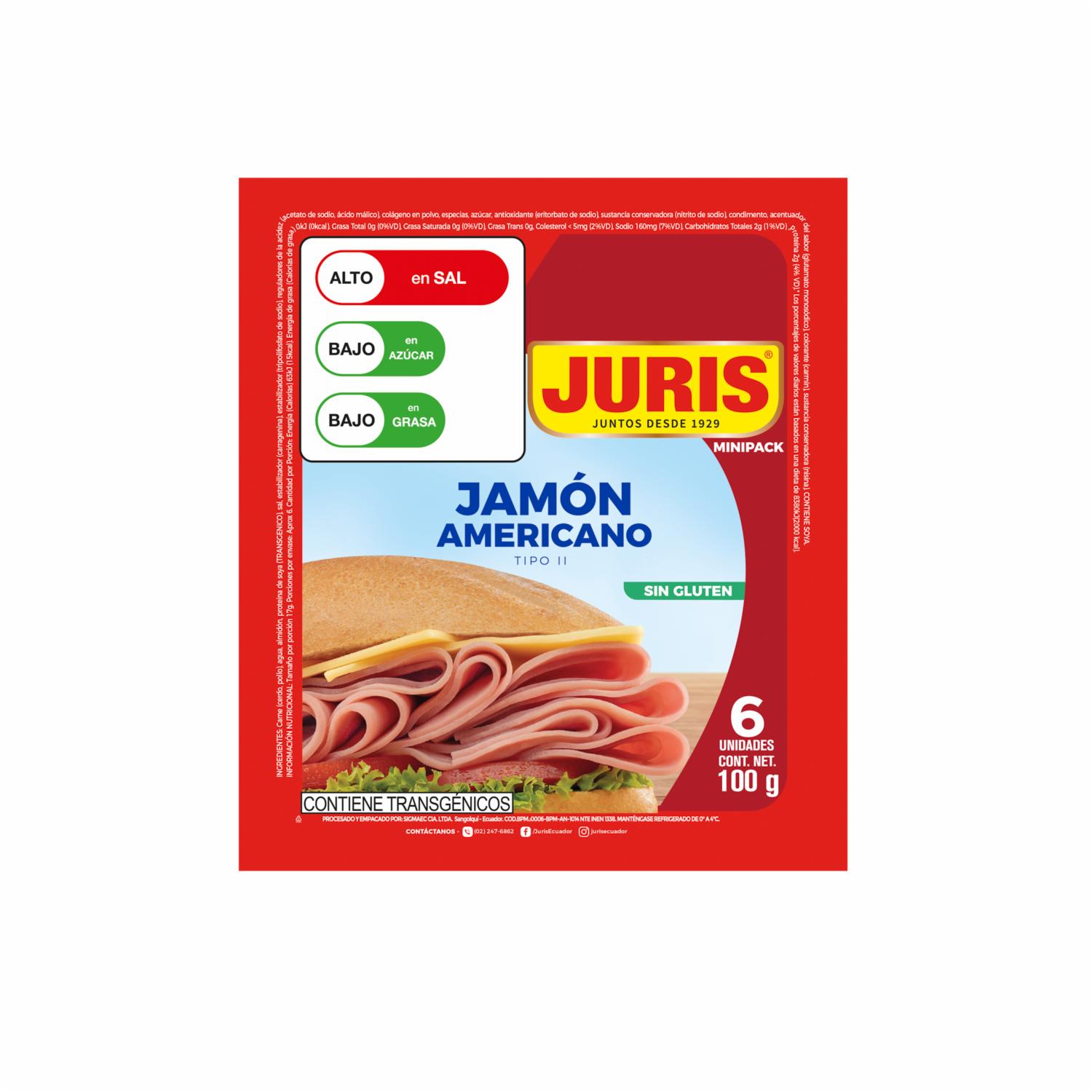 Jamón Americano Tipo II JURIS Mini Pack 100 G - Supermaxi