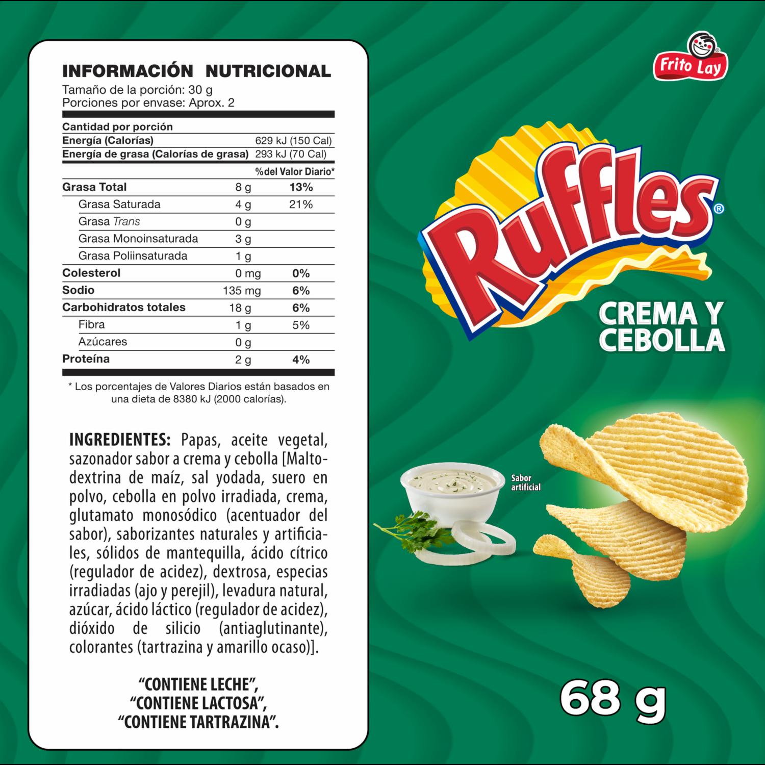 Papas Fritas Sabor A Crema Y Cebolla RUFFLES 68 G - Supermaxi