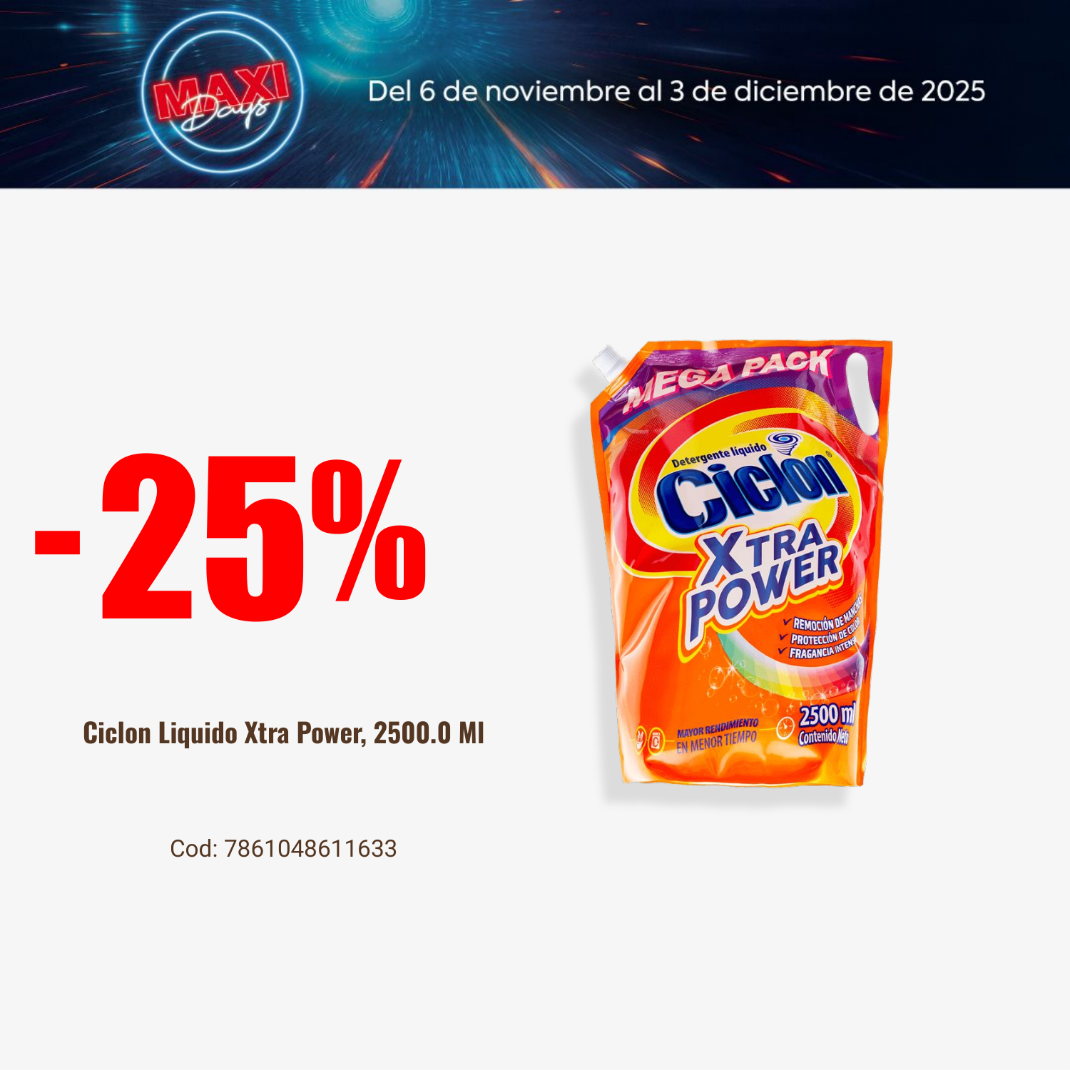 Detergente Líquido Ciclón Extra Power CICLÓN 2500 Ml - Supermaxi
