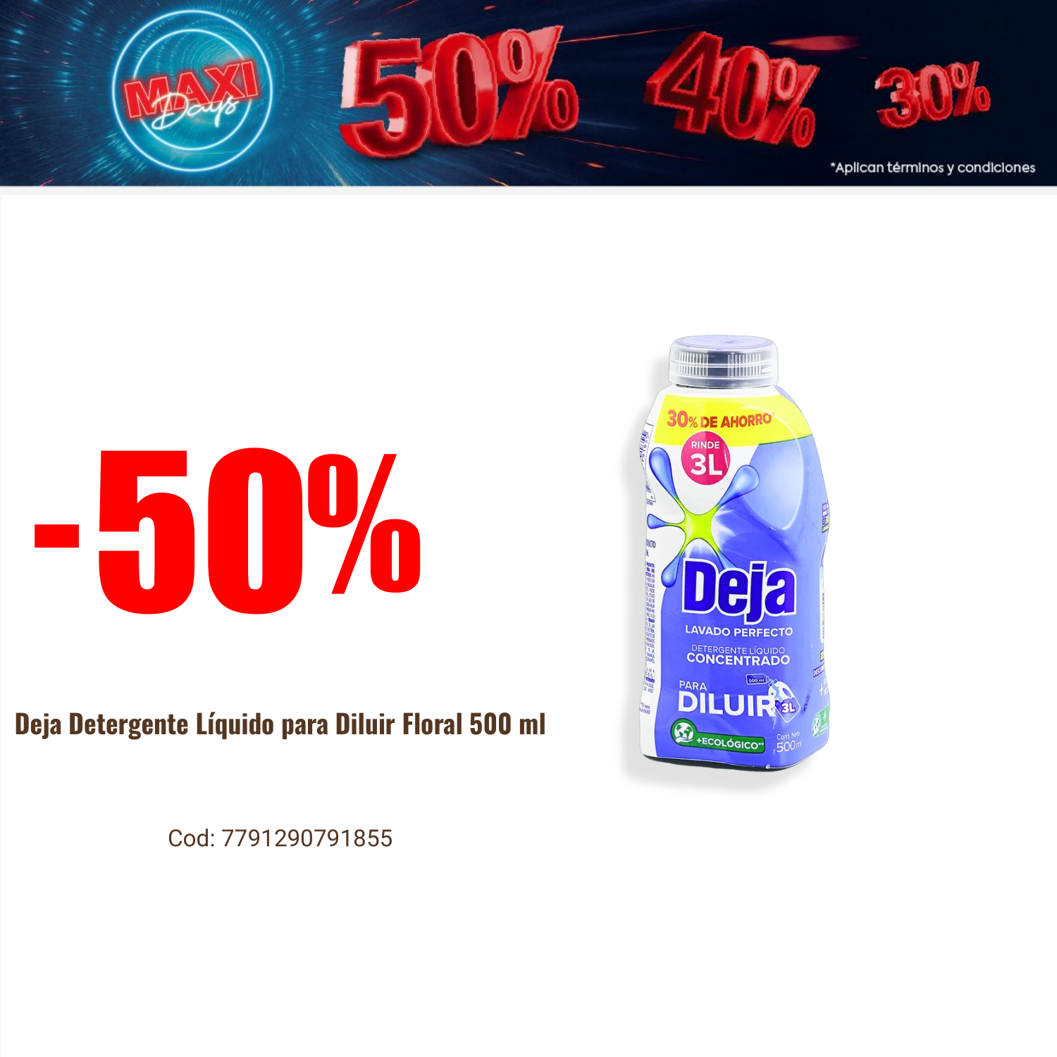Detergente Liquido Para Diluir Floral DEJA 500 Ml - Supermaxi