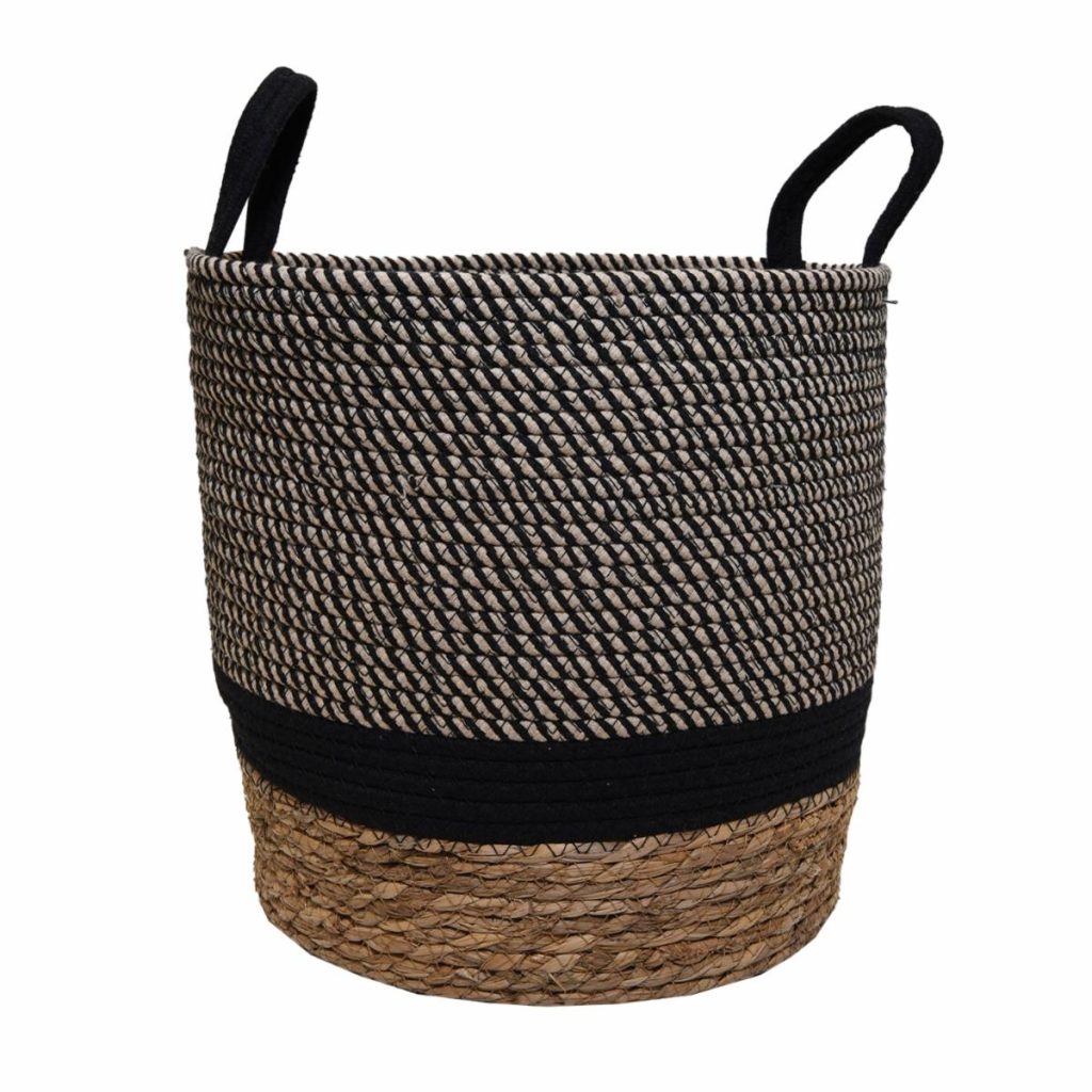 Cesto De Mimbre Color Negro Y Beige FREE HOME Unidad - Supermaxi