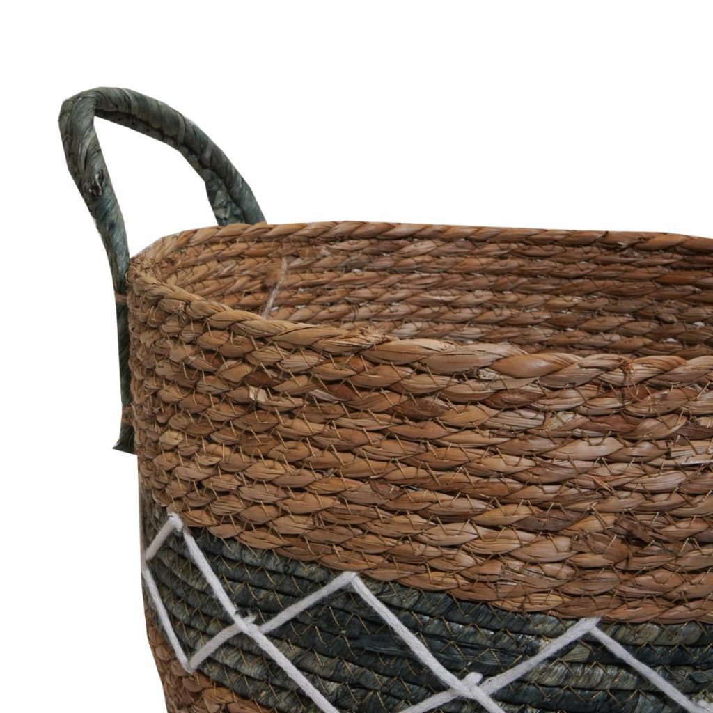 Cesto De Mimbre Color Verde Con Línea Blanca FREE HOME Unidad - Supermaxi