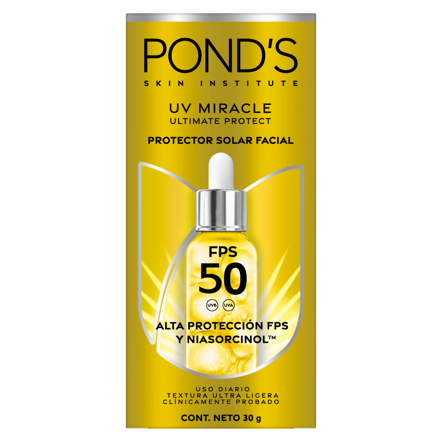 Protector Solar Facial FPS 50 UV Niasorcinol Miracle POND'S 30 G ...