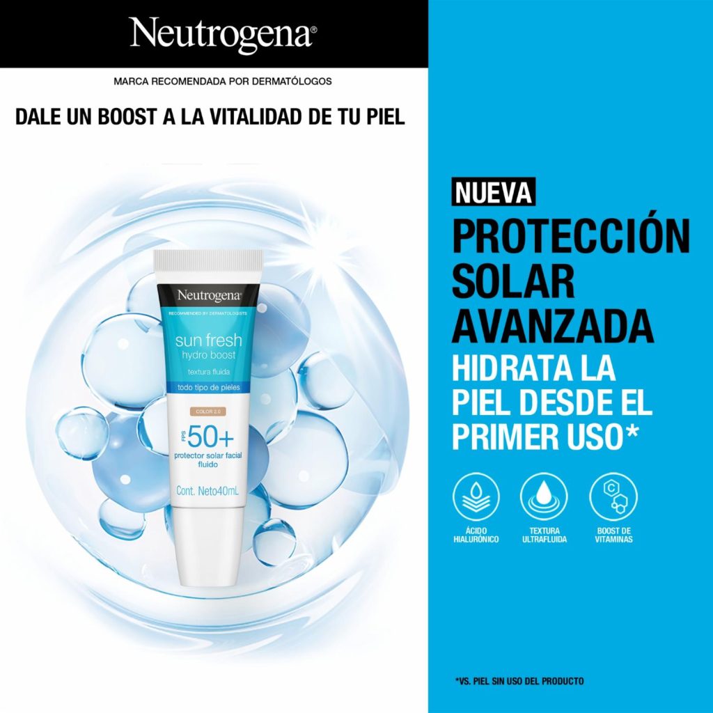 Protector Solar Facial Hydro Boost Ácido Hialurónico Color 2.0 FPS 50 ...