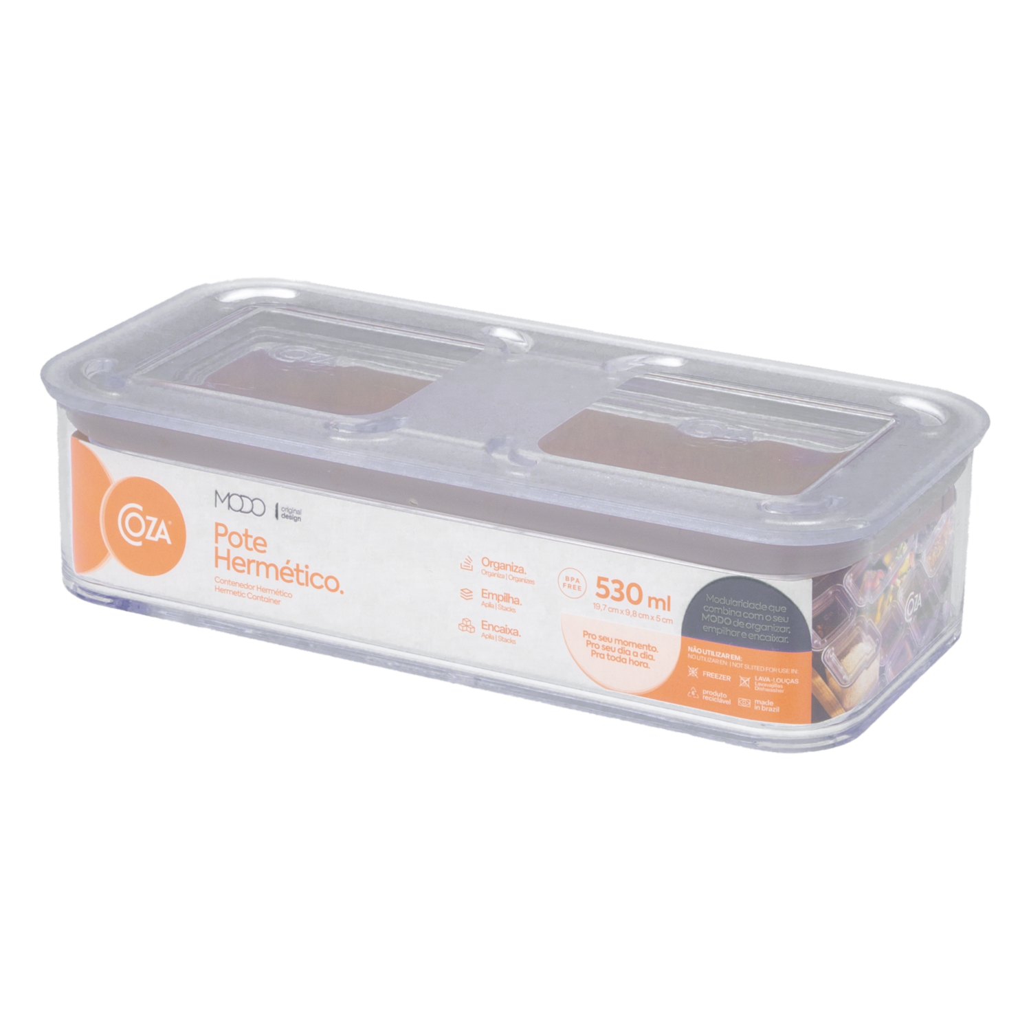 Contenedor Hermético Línea Modo Rectangular Cristal COZA 530 Ml - Supermaxi