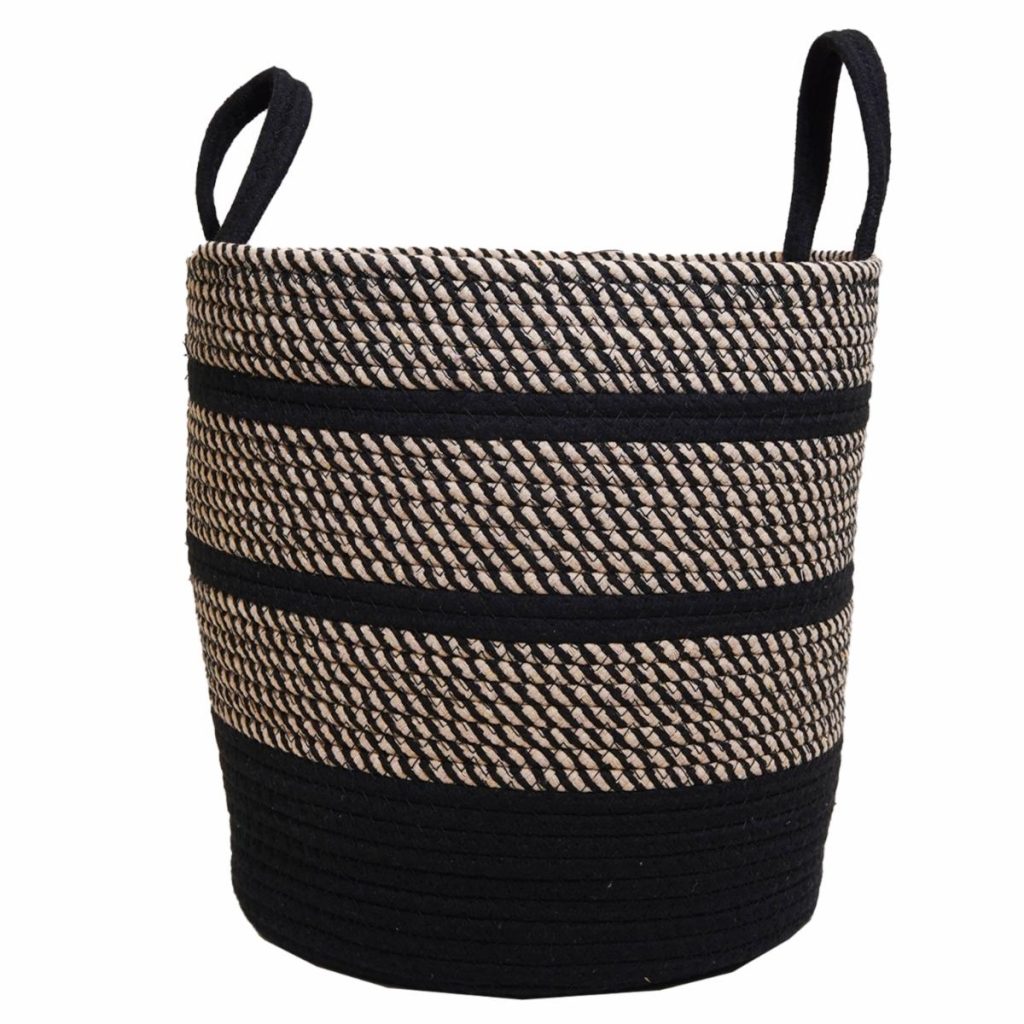 Cesto De Mimbre Color Negro Y Beige FREE HOME Unidad - Supermaxi