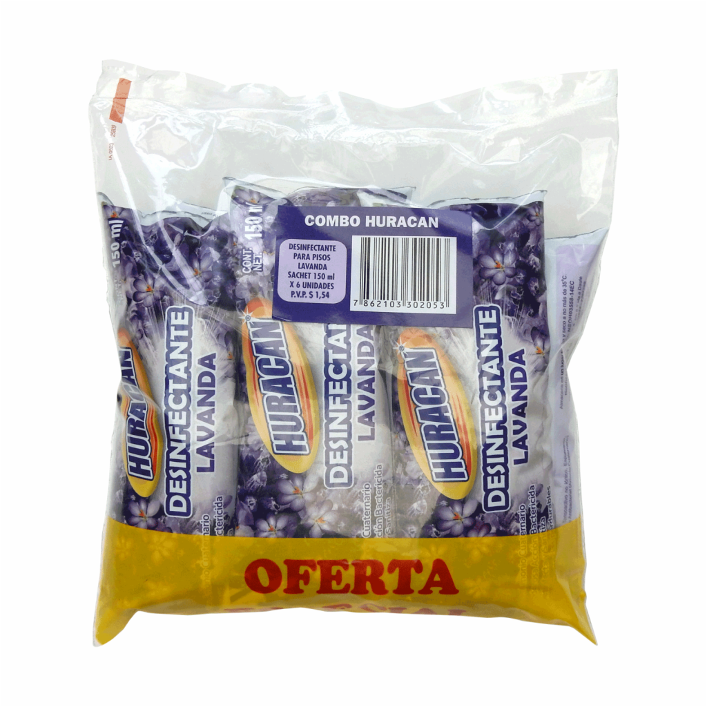 Desinfectante Con Aroma A Lavanda HURACÁN 6 X 150 Ml - Supermaxi