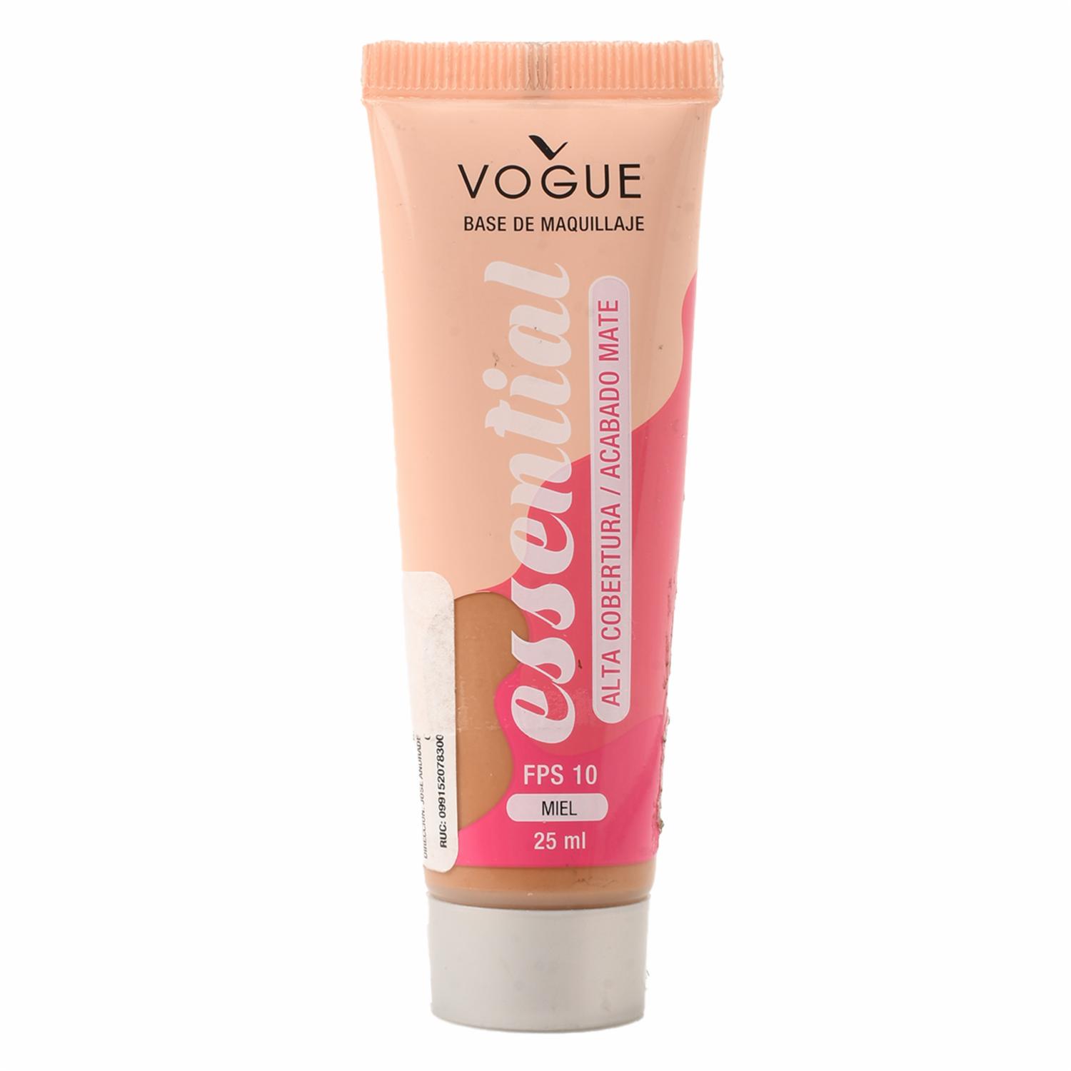 Base De Maquillaje Líquida Essential Alta Cobertura Mate Miel VOGUE ...